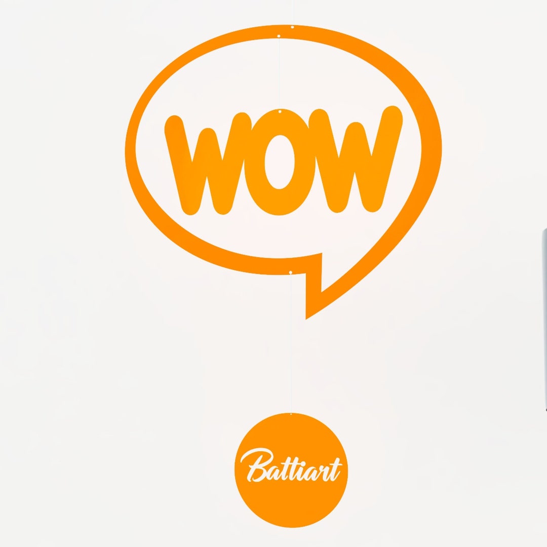 Wow, 3D Hanging Mobile, 3D Print, Office Decor - Etsy