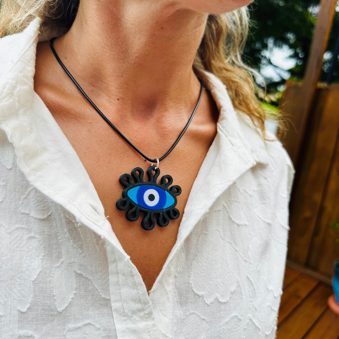 Turkish Eye Pendant - Protective Good Luck Charm for Wearing - Blue Eye ...