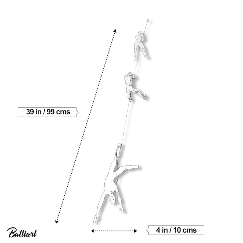 Wall Climber Sculpture Set, 3D Printed Climbing Figures, Modern ...