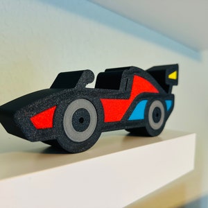 Vibrant 3D Printed Race Car Sculpture: Motorsports Decor - Etsy