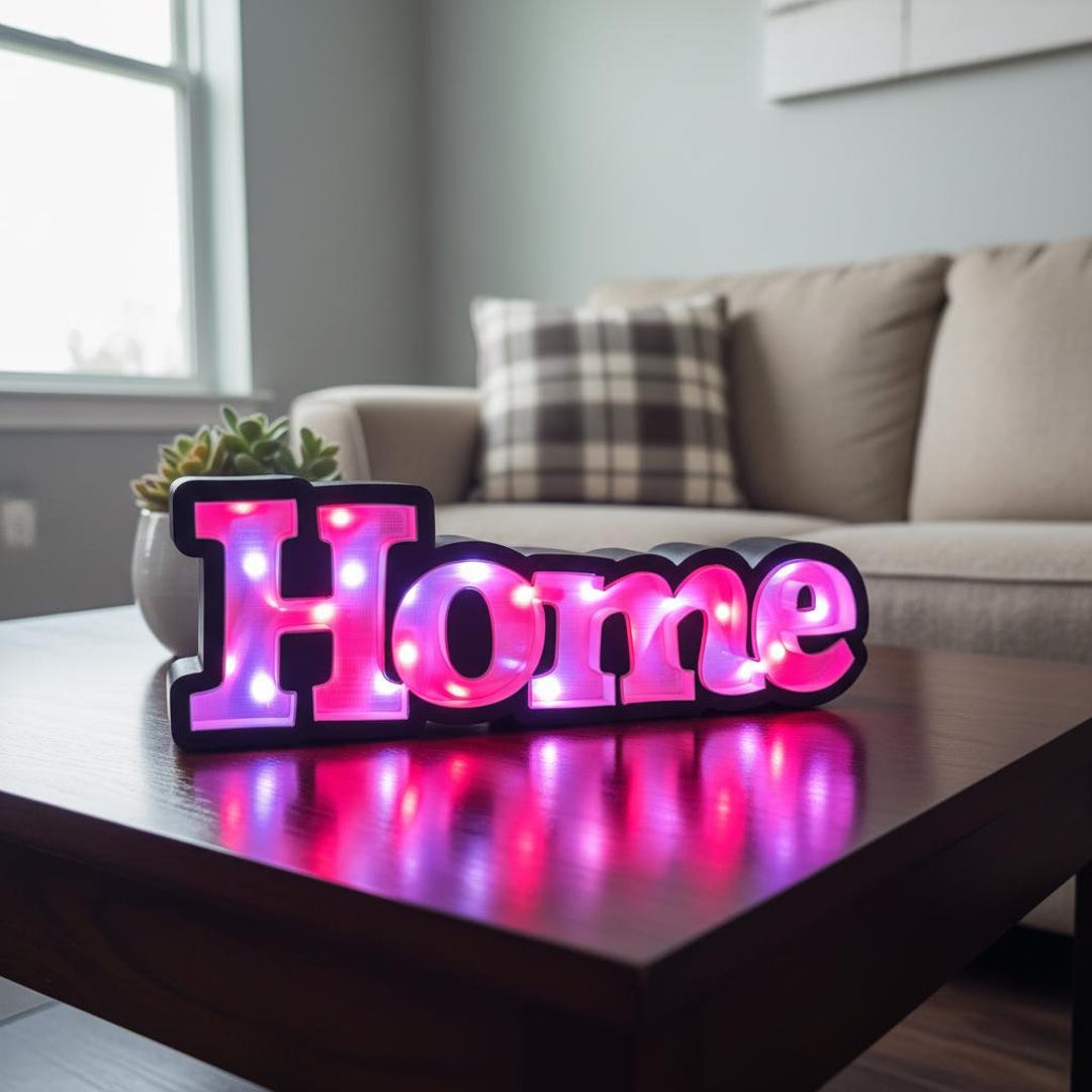 3d-printed HOME LED Sign: Customizable Smart Lighting Decor - Etsy