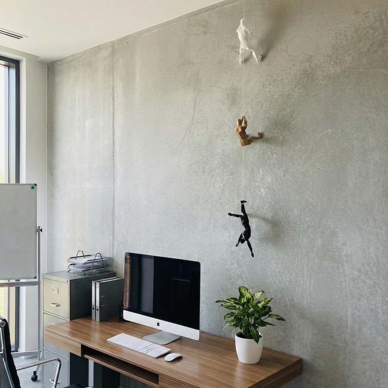 Wall Climber Sculpture Set, 3D Printed Climbing Figures, Modern ...