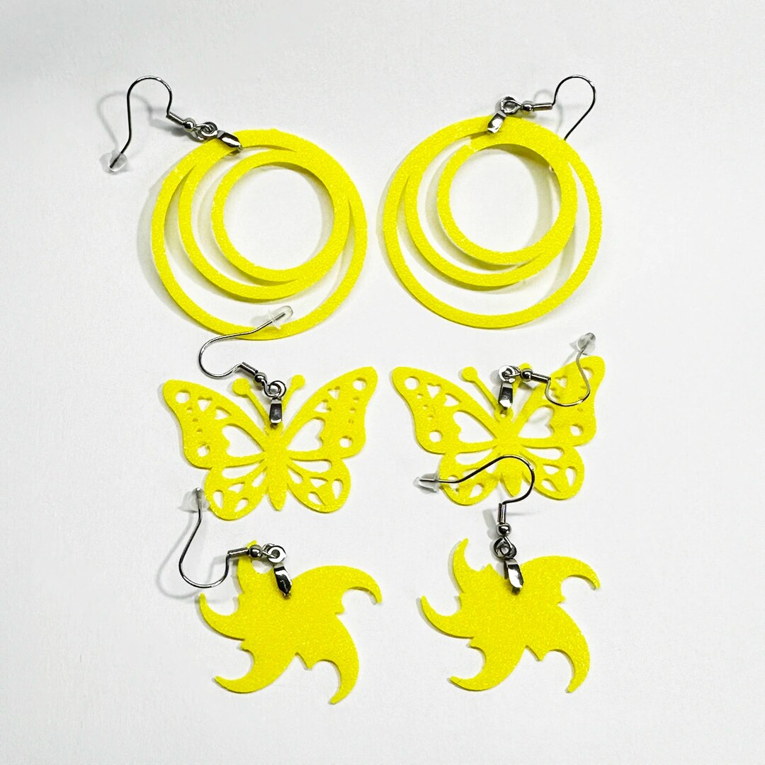 Yellow Fantasy, Earring, 3d Print - Etsy