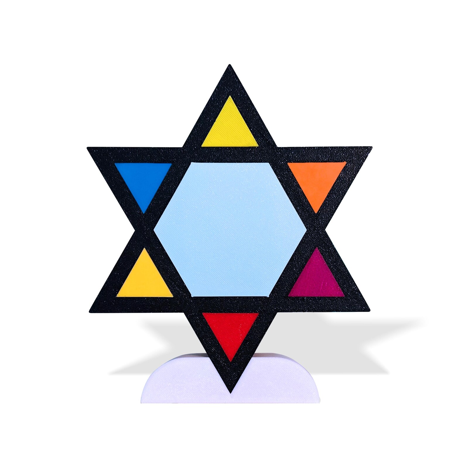 Modern Star of David Sculpture, 3D Printed Judaica Art, Colorful Magen ...