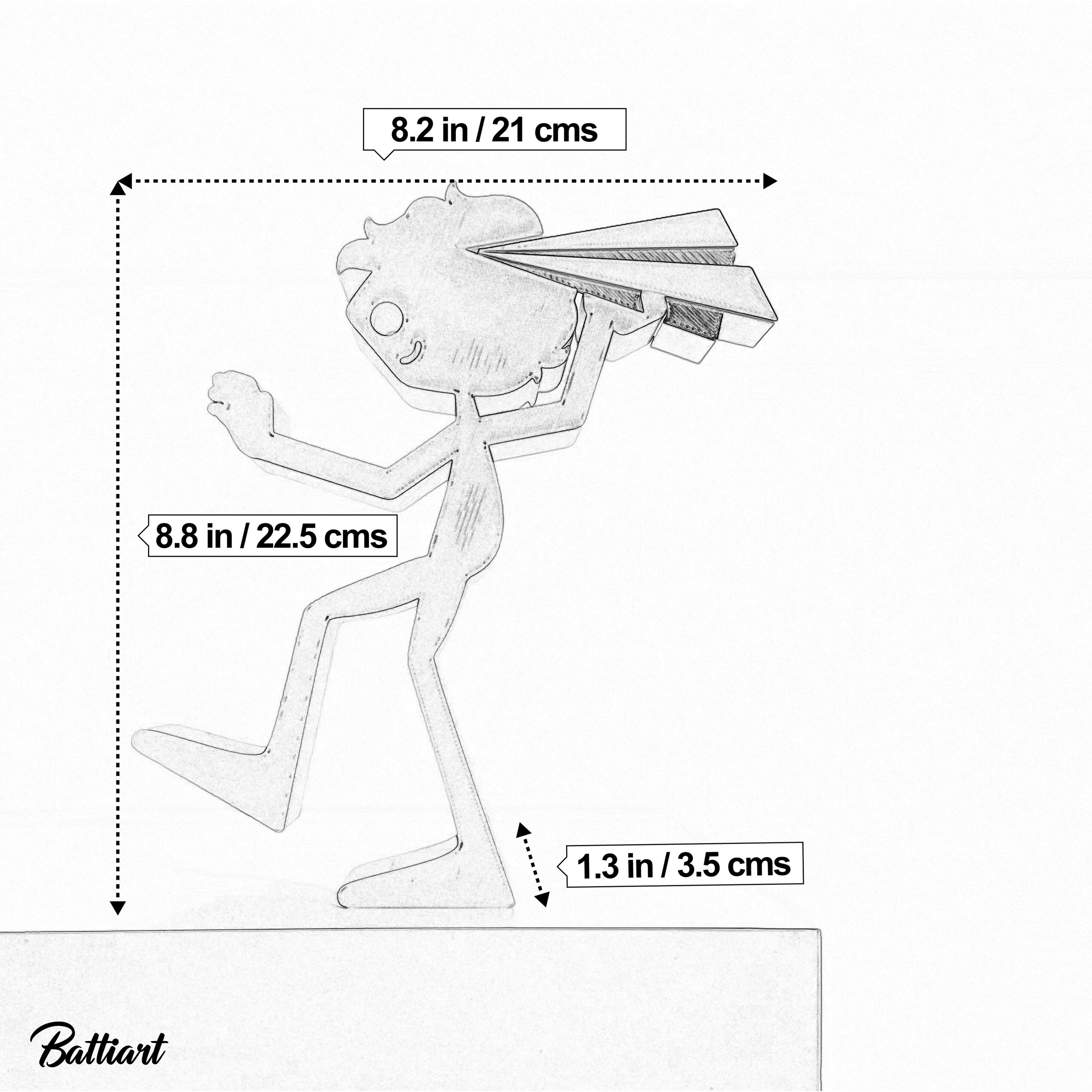 Boy Throwing Paper Airplane Sculpture, 3D Printed Kids Room Decor ...