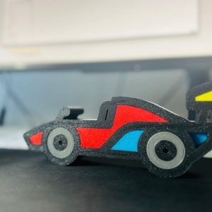 Vibrant 3D Printed Race Car Sculpture: Motorsports Decor - Etsy