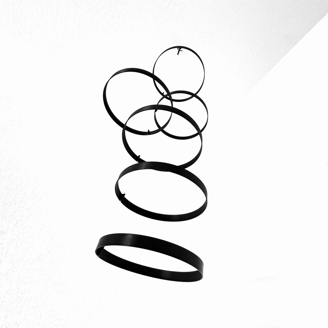Modern Kinetic Circle Mobile, 3D Printed Art in Black, Blue, Red ...