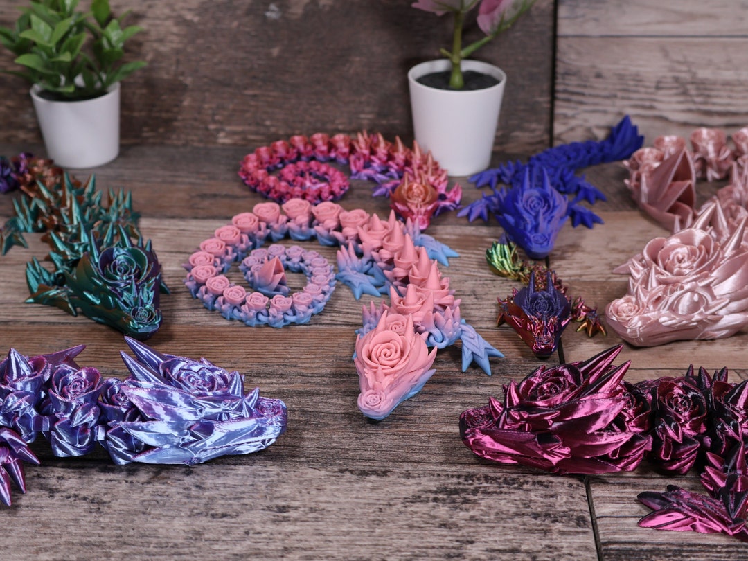 Rose Dragon 2 Styles, 6 Sizes Flexible Sensory Toy Dragon Pet - Etsy