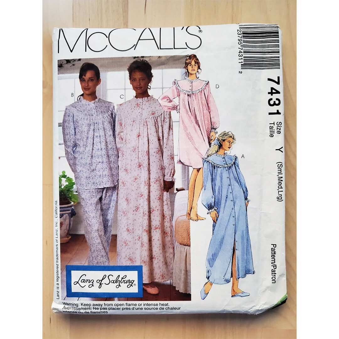 RARE 90's Mccall's 7431 Lanz of Salzburg Cottagecore Babydoll Pajamas ...