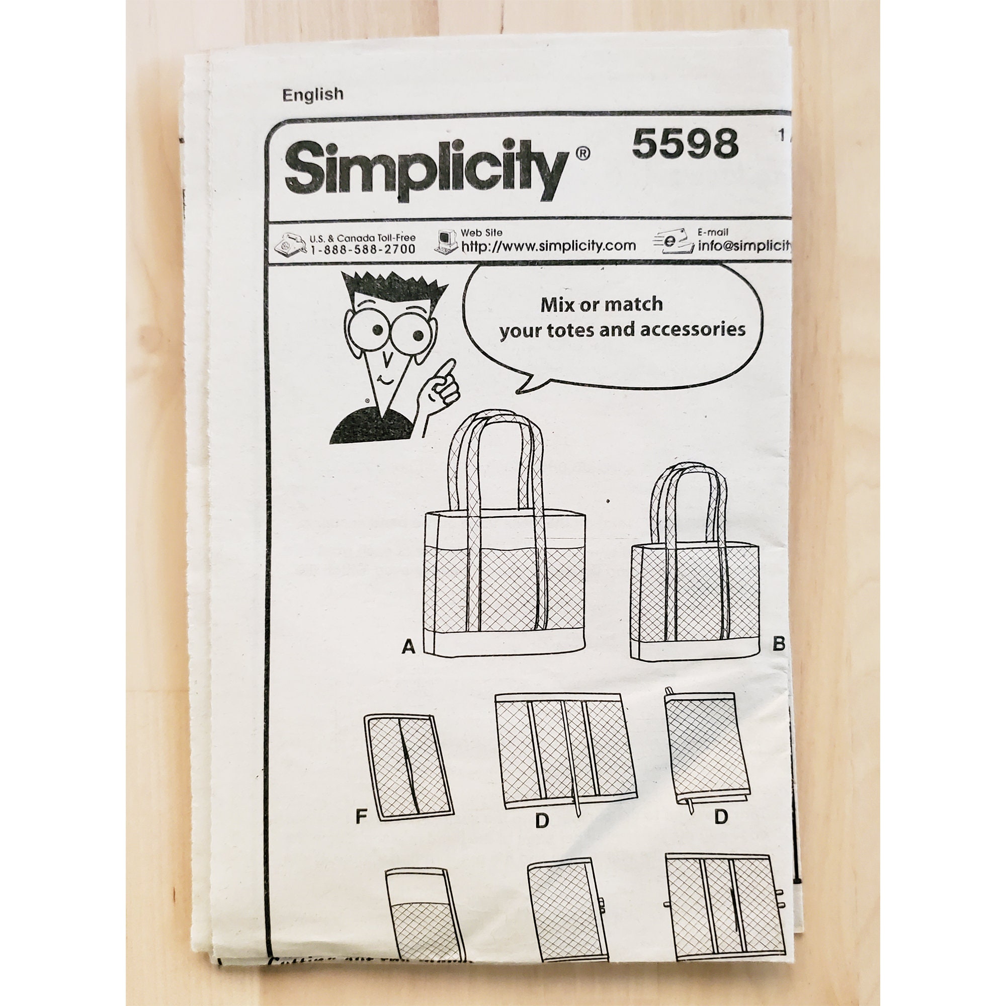Y2K Simplicity 5598 Sewing Pattern for Dummies: Tote Bag & Accessories ...