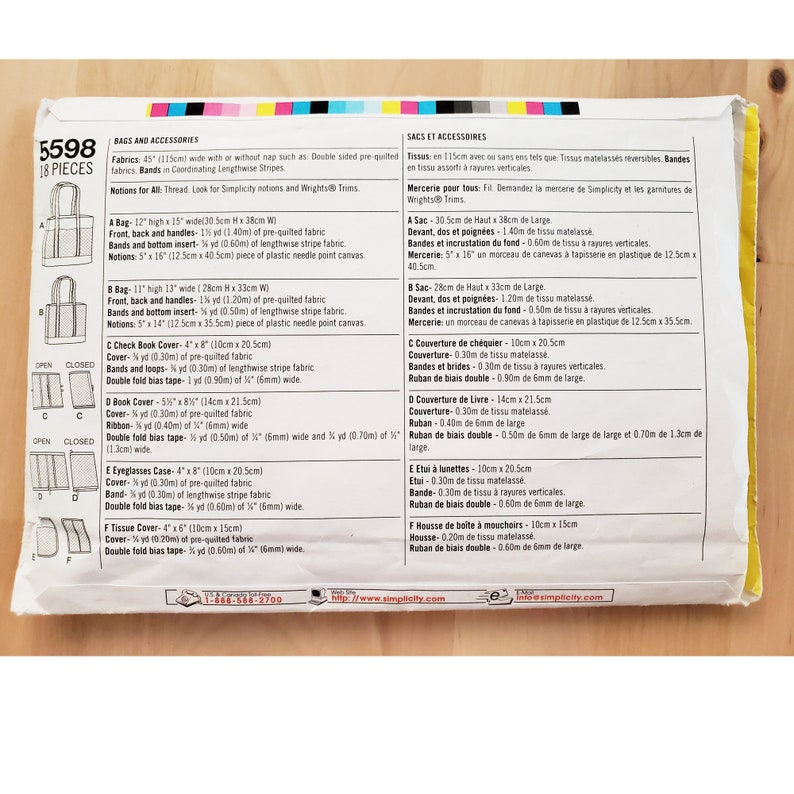 Y2K Simplicity 5598 Sewing Pattern for Dummies: Tote Bag & Accessories ...