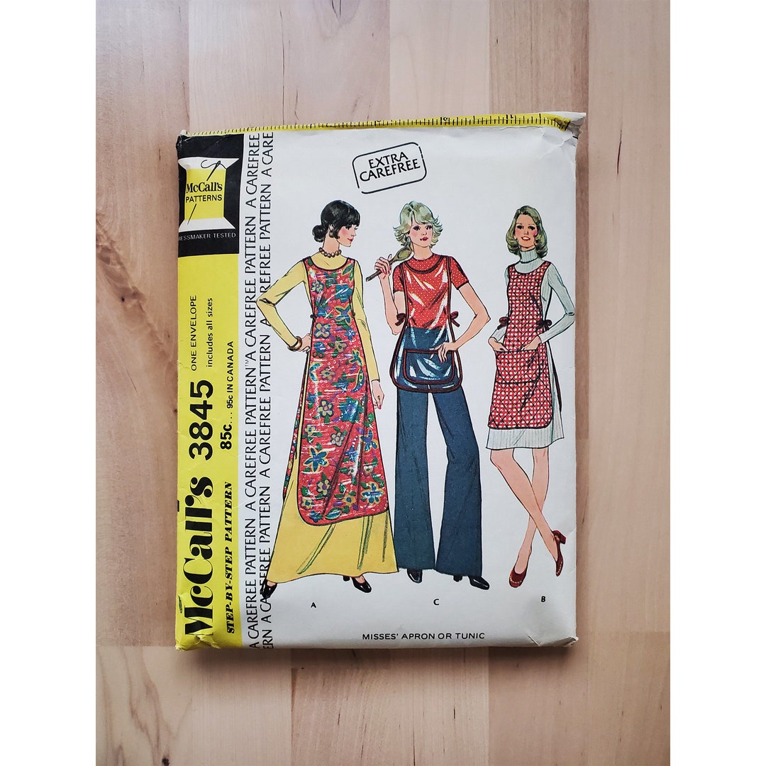 70's Mccall's 3845 Kitchen or Workshop Apron or Tunic Sewing Pattern in ...