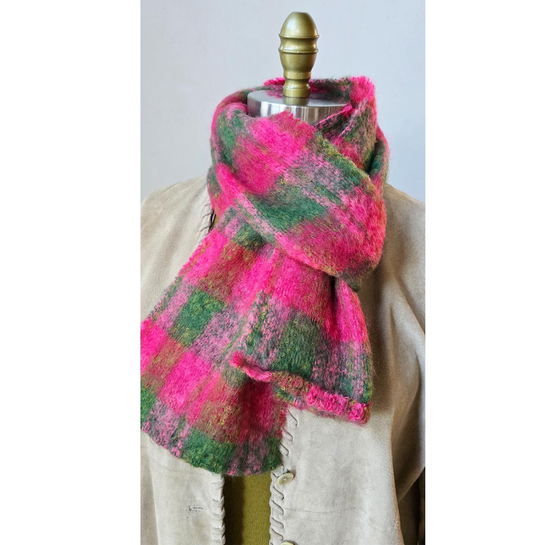 Vintage 60's Irish Donegal Designs Bright Pink and Green Mohair and ...