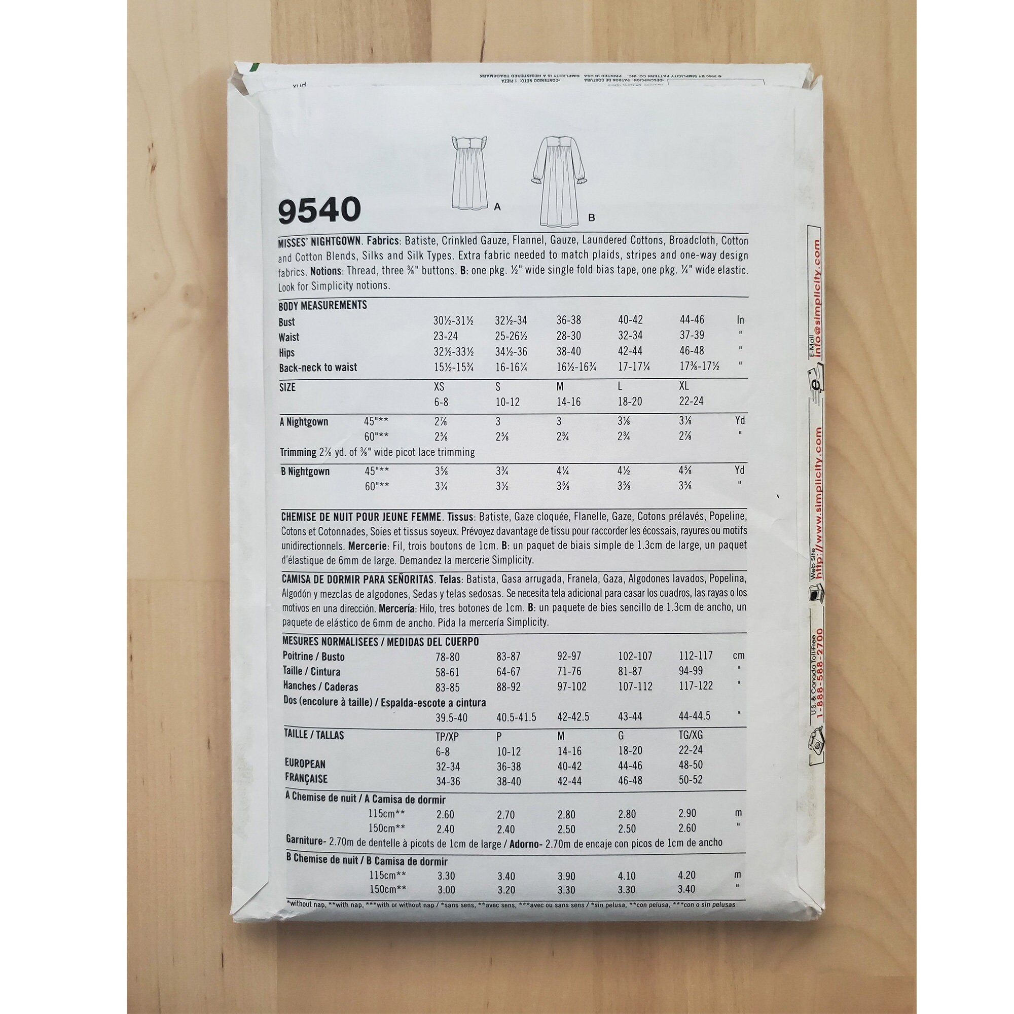 Vintage 90's Simplicity 9540 Flutter Sleeve or Long Sleeved Crew Neck ...