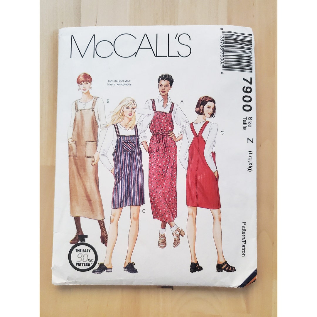 RARE Vintage 90's Mccall's 7900 Knee Length or Midi Pinafore Jumper ...