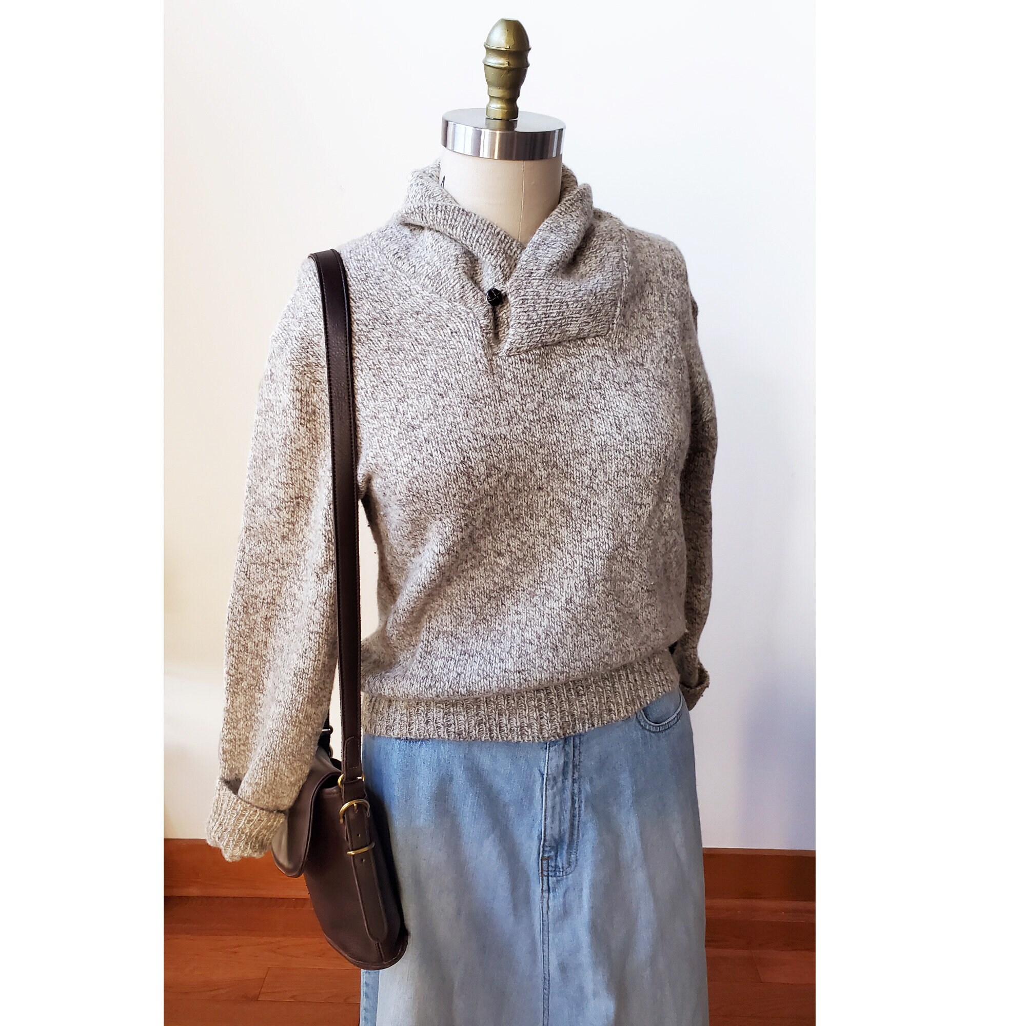 Vintage 80's LL Bean Light Heather Gray Marled Long - Etsy