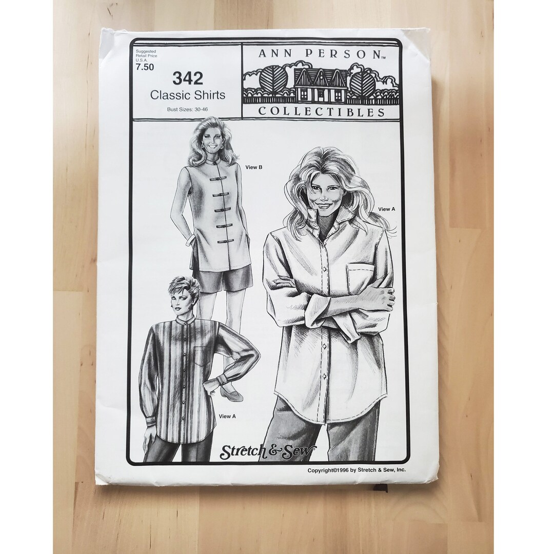 Vintage Shirt Sewing Pattern: Ann Person 342, Sizes 30-46 - Etsy