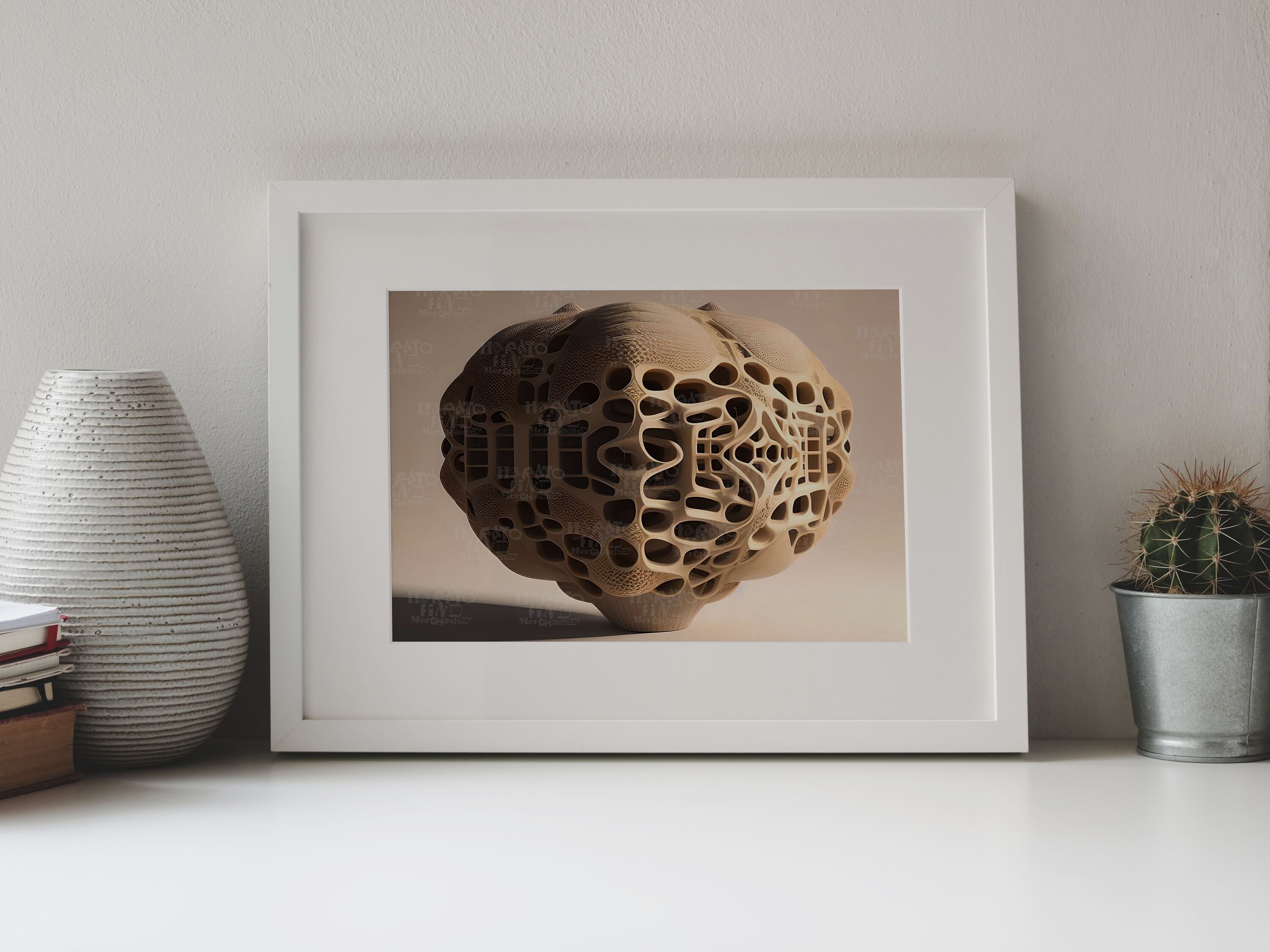 Boho Japandi Object 3D Shape A4 Wall Art Print, Natural Colours, Home ...