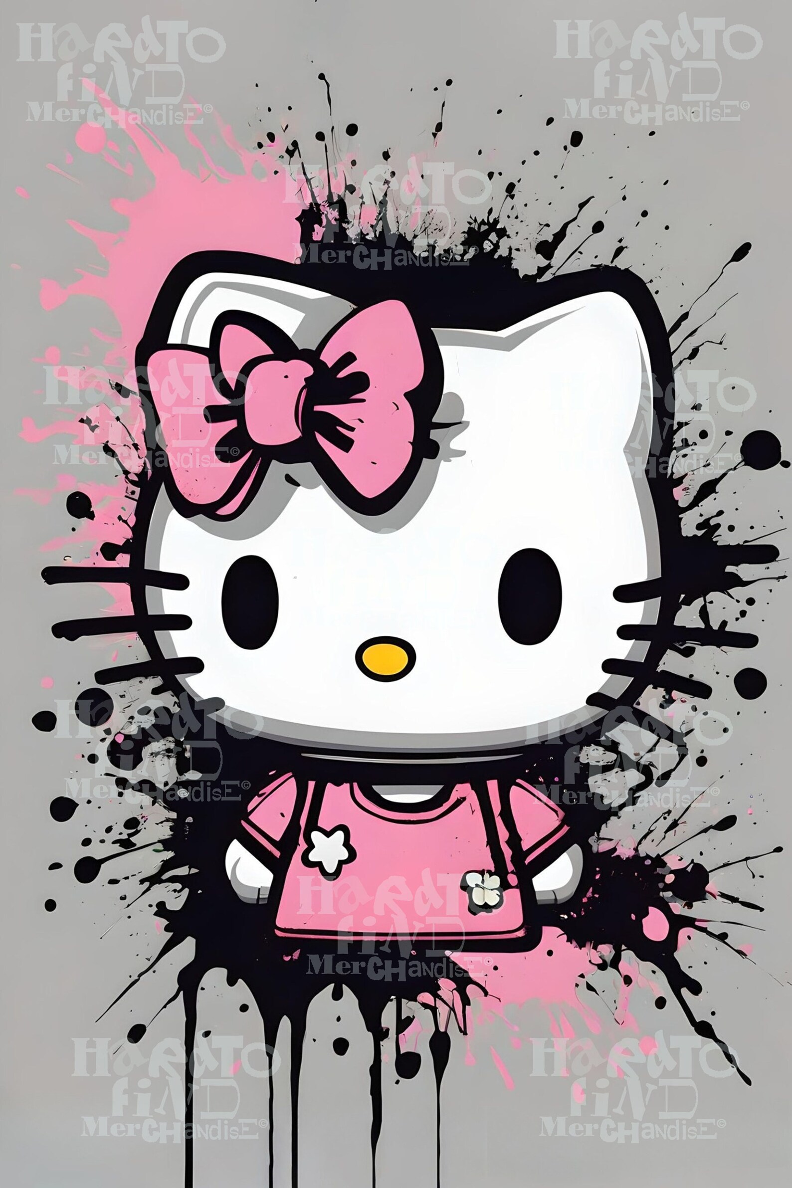 Cute Kitty Kat Poster, Wall Art Print to Download, Cat With Bow Pop Art ...