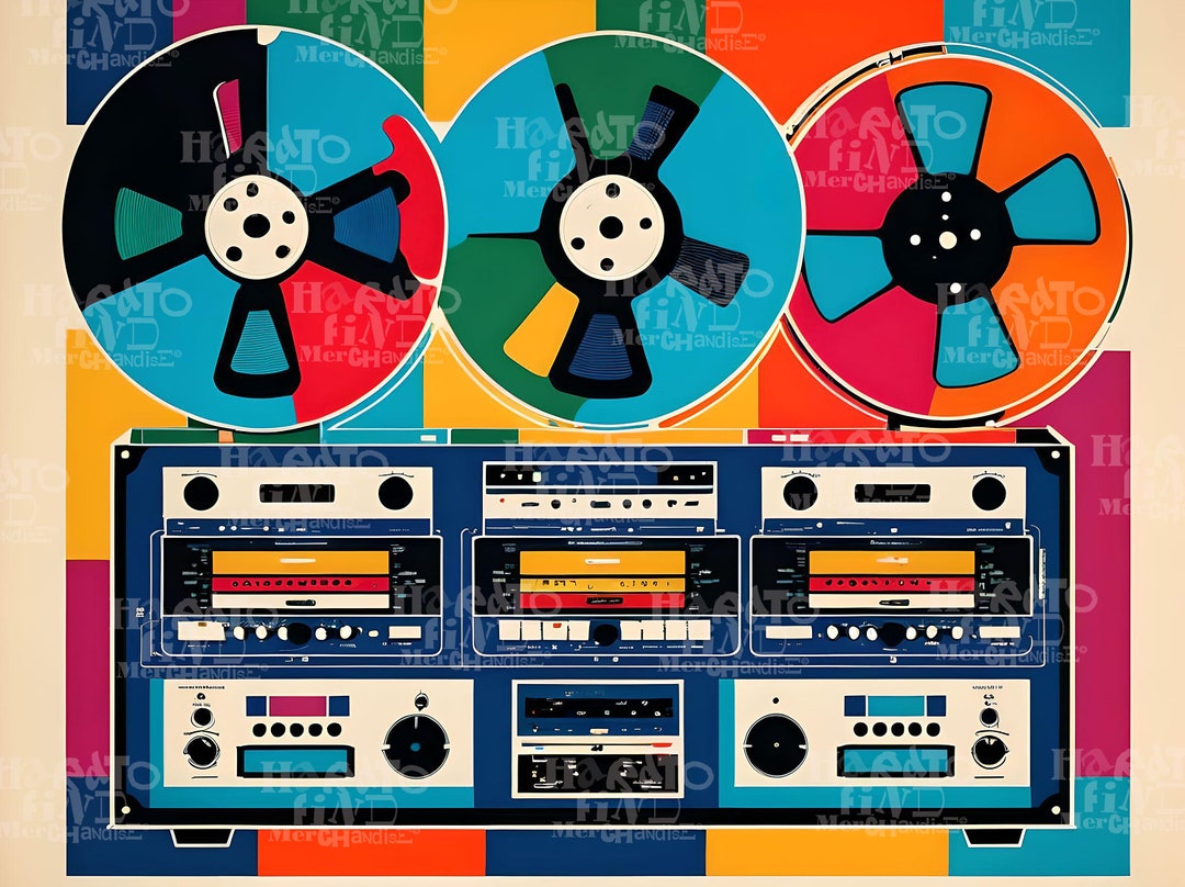 Multi Coloured Reel to Reel Image File, Etsy Download, Wall Art Poster ...