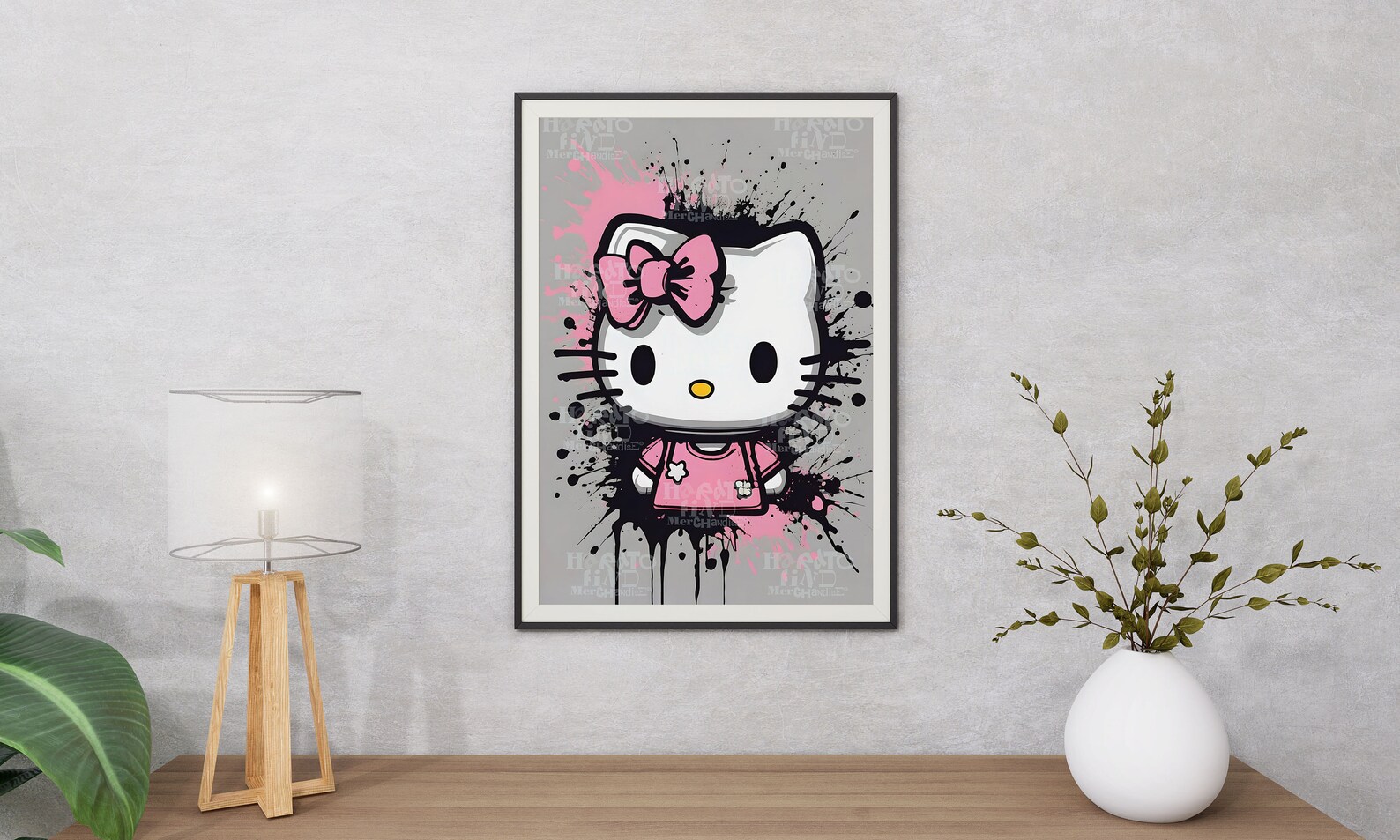 Cute Kitty Kat Poster, Wall Art Print to Download, Cat With Bow Pop Art ...