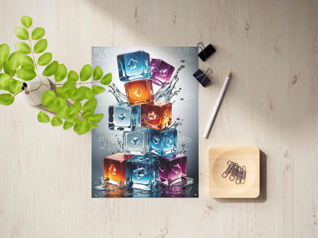 Cool Multicolor Ice Cubes Poster Print Wall Art, Instant Download ...