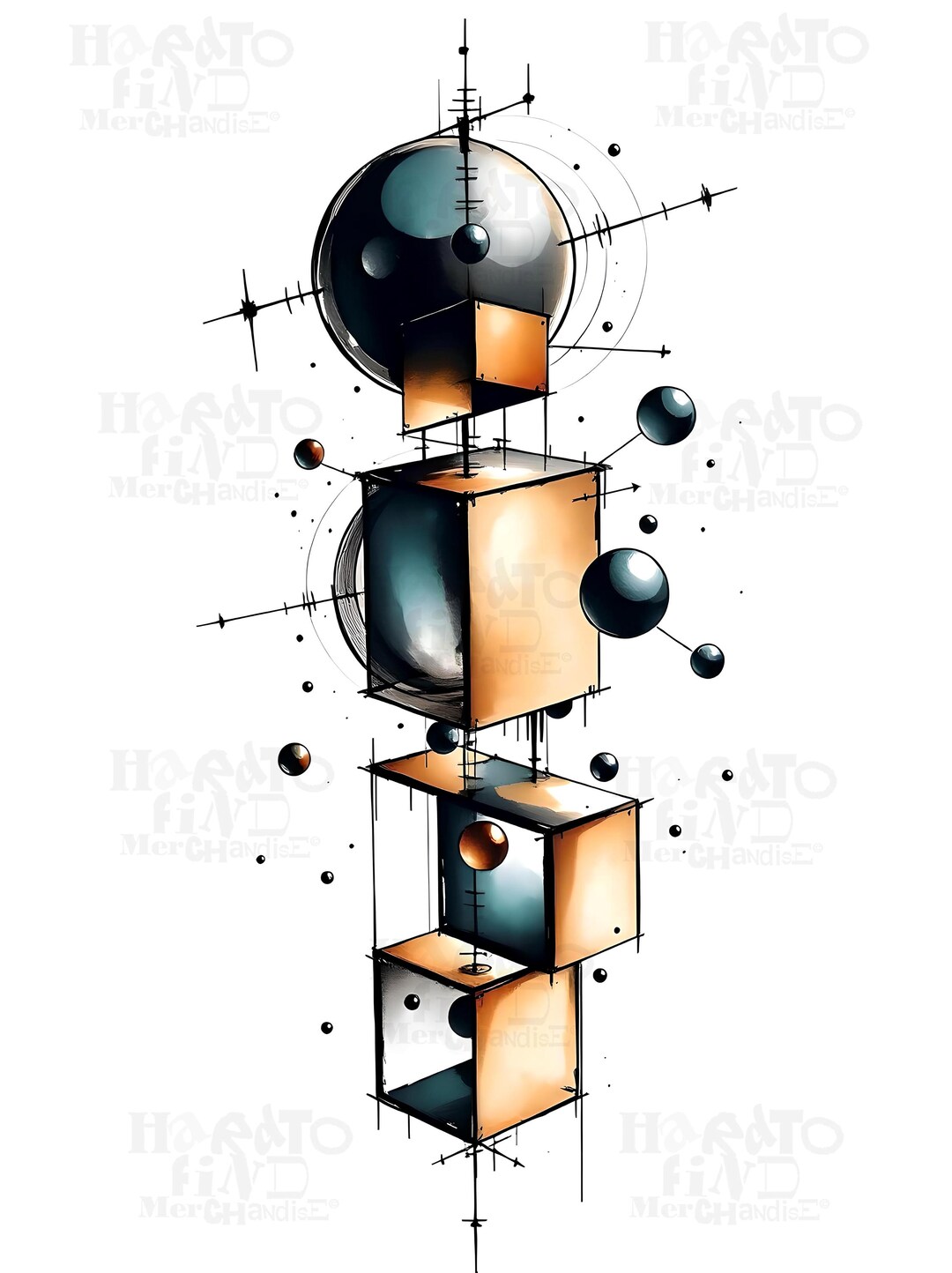 Boho Minimalist Boho Shapes Cubes Spheres Terracotta Soft Shade Chrome ...