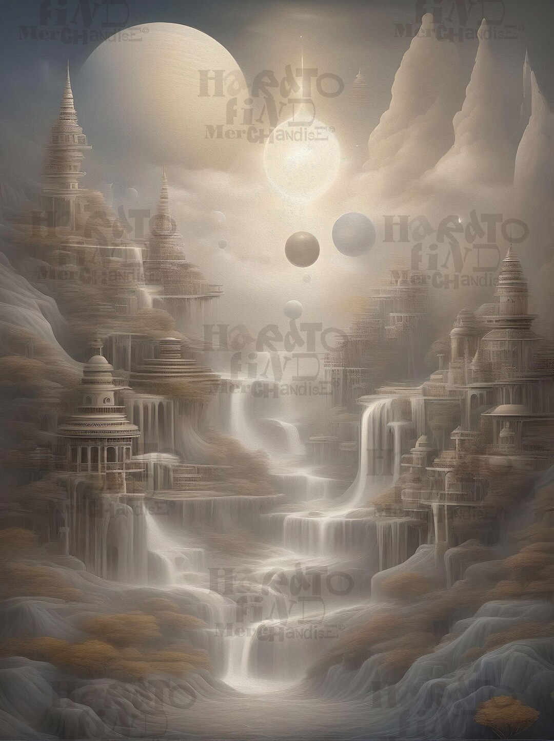 Surreal Whimsical City of Heaven Poster Print Image File Digital Art ...