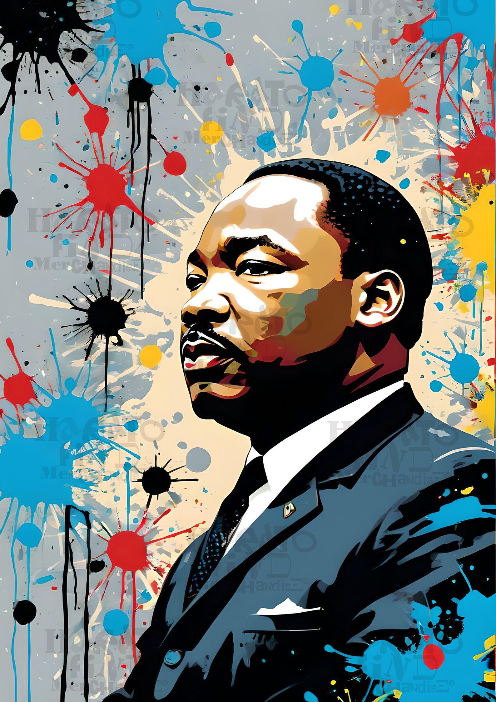 The Historical Dr MARTIN LUTHER KING A4 Size Portrait, Psychedelic Pop ...