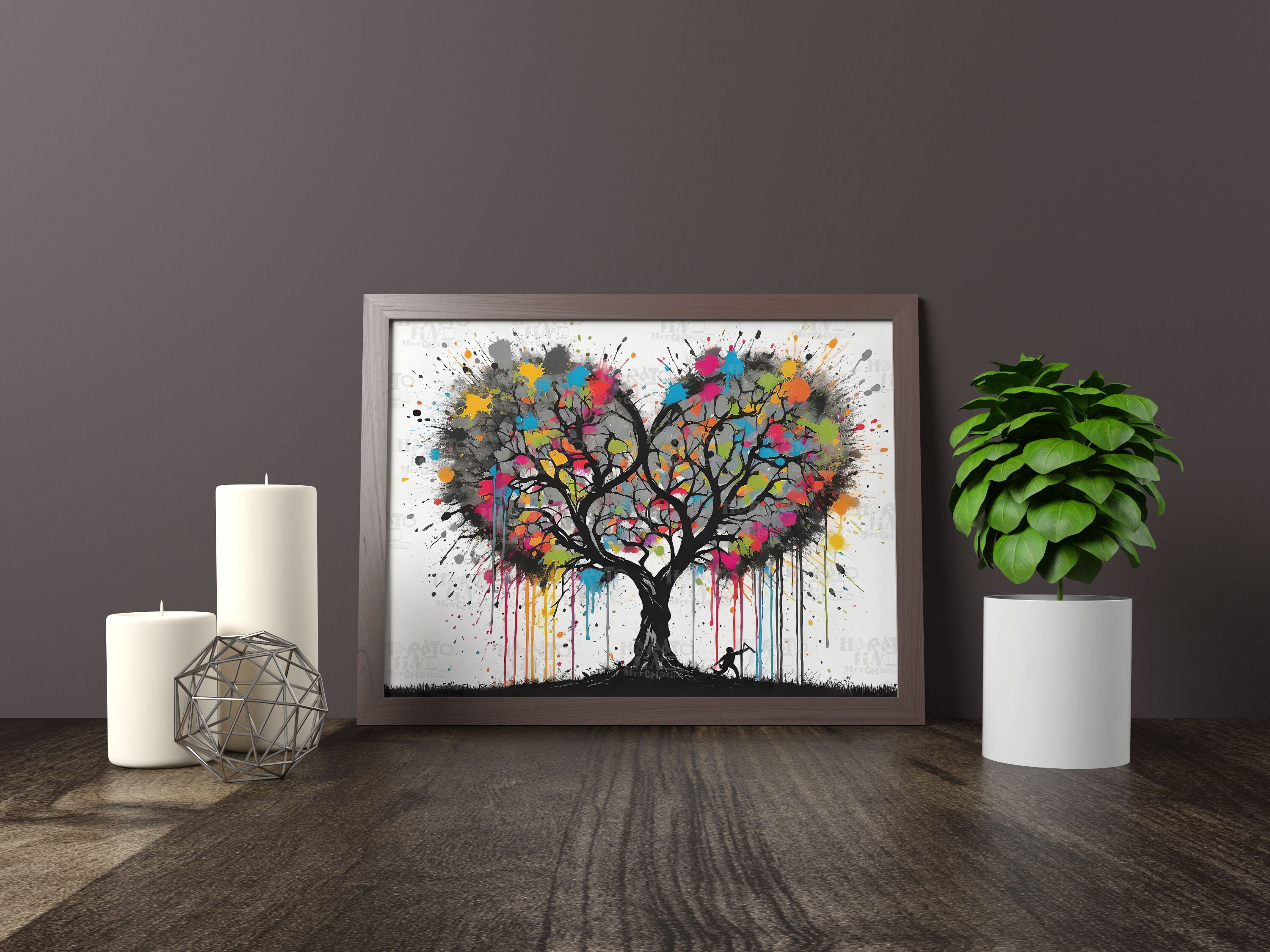 Abstract Luv Tree of Happiness Wall Art Poster Print, Colorful ...