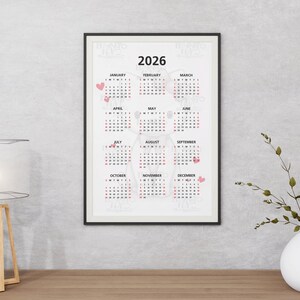 2026 One Page Calendar A4 Size Instant Download Printable Print, Only ...