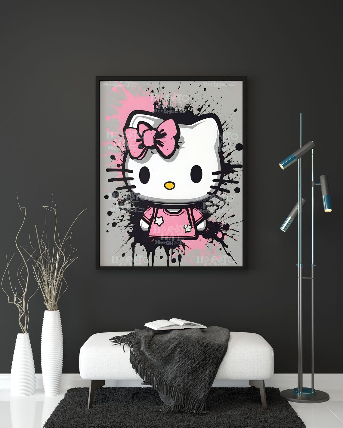 Cute Kitty Kat Poster, Wall Art Print to Download, Cat With Bow Pop Art ...
