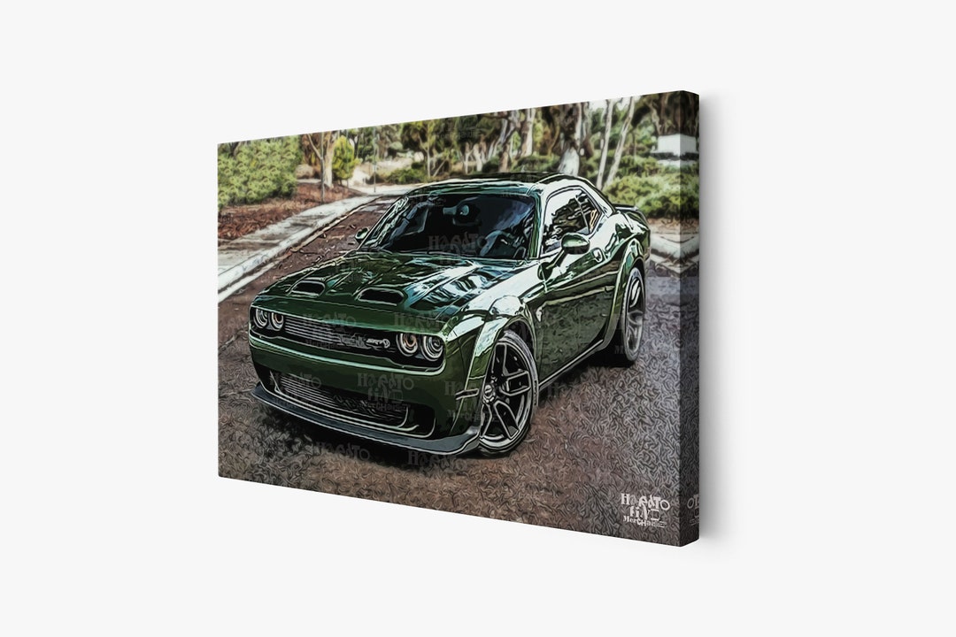 British Racing Green SRT Dodge Challenger Wall Art Canvas - Etsy