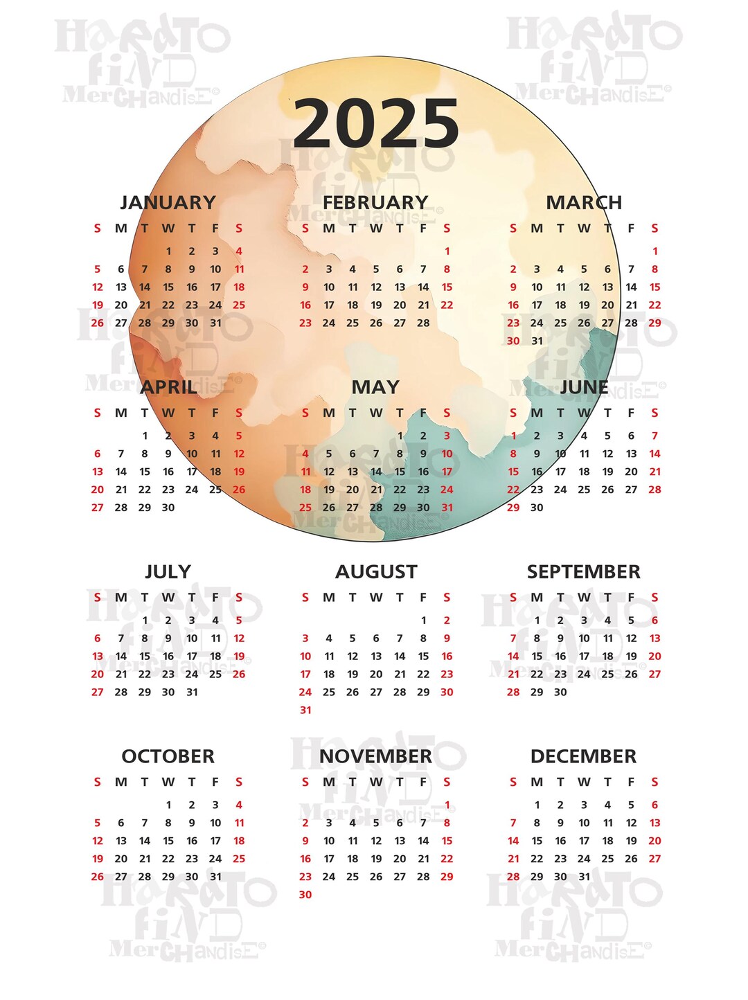 Boho Sphere 2025 Calendar Verticle Digital Download Canvas Poster Print ...
