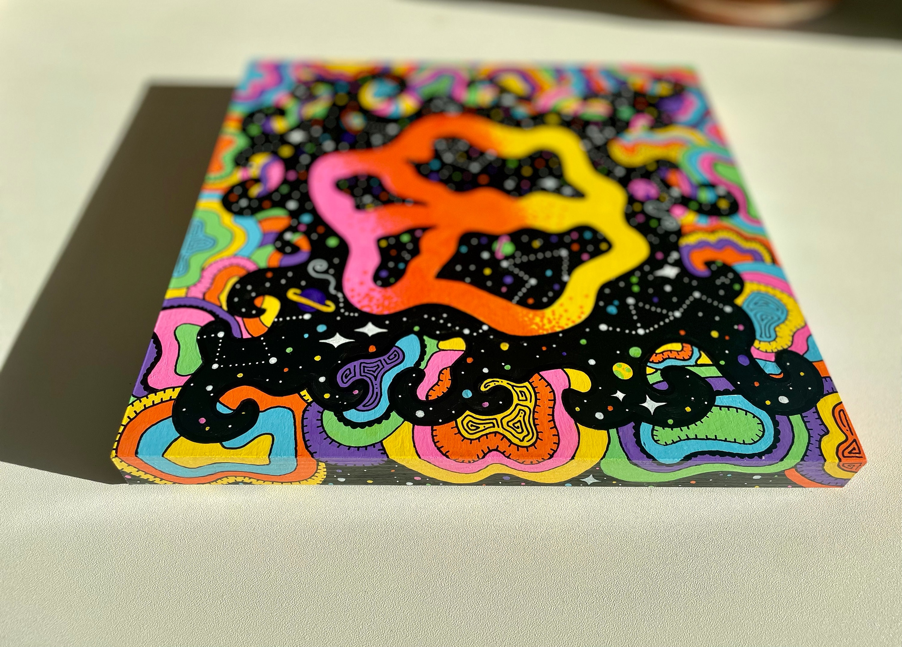 Peace Sign Painting, Outer Space Painting, Wood Painting, Acrylic ...