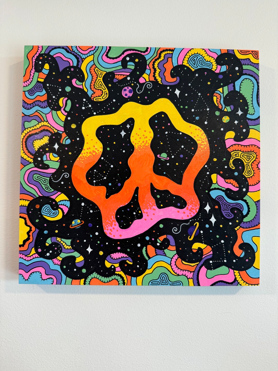 Peace Sign Painting, Outer Space Painting, Wood Painting, Acrylic ...