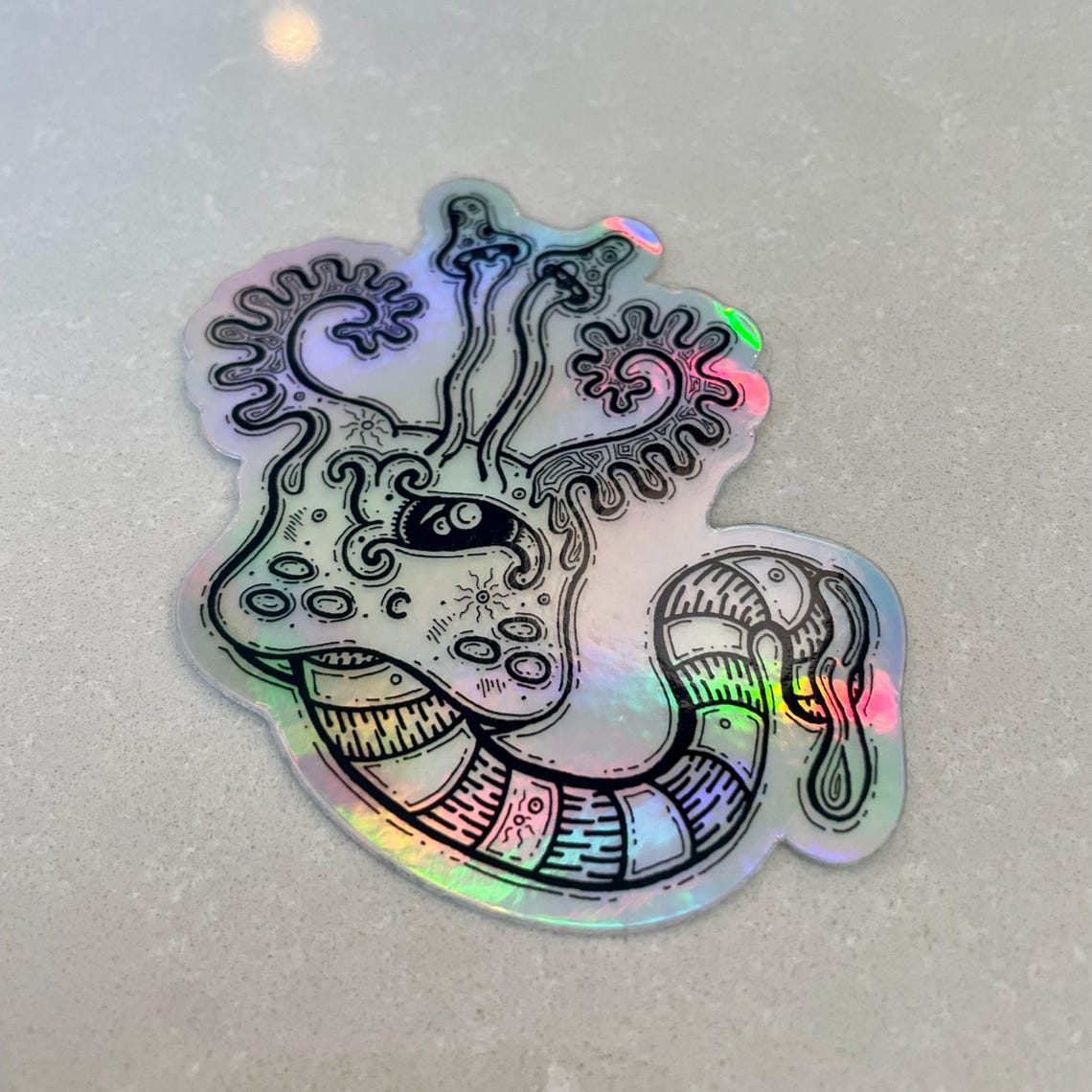 Monster Sticker, Zentangle, Holographic, Whimsical Art, Rainbow Sticker ...