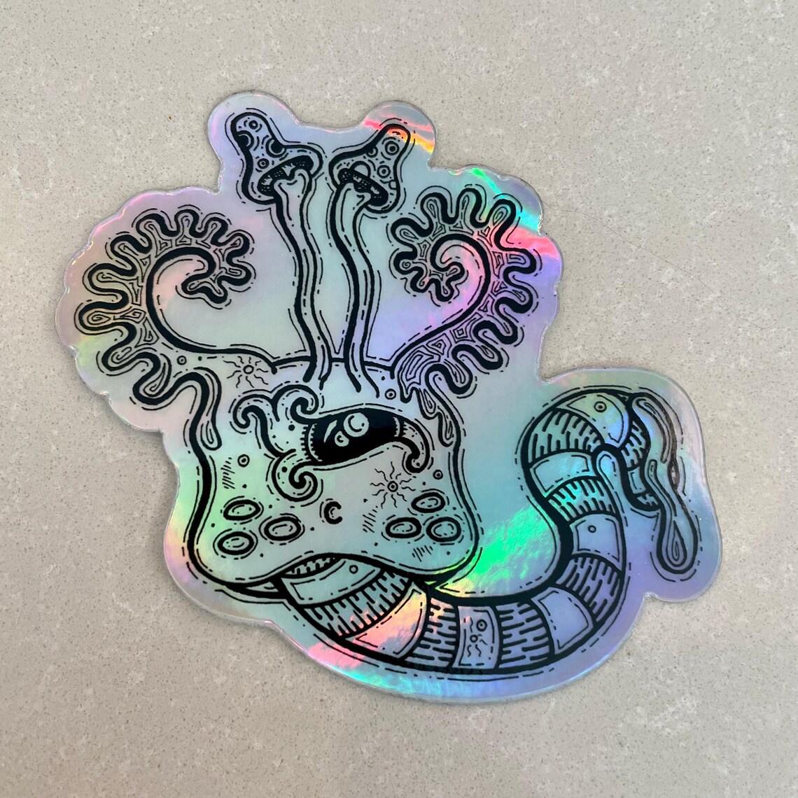 Monster Sticker, Zentangle, Holographic, Whimsical Art, Rainbow Sticker ...