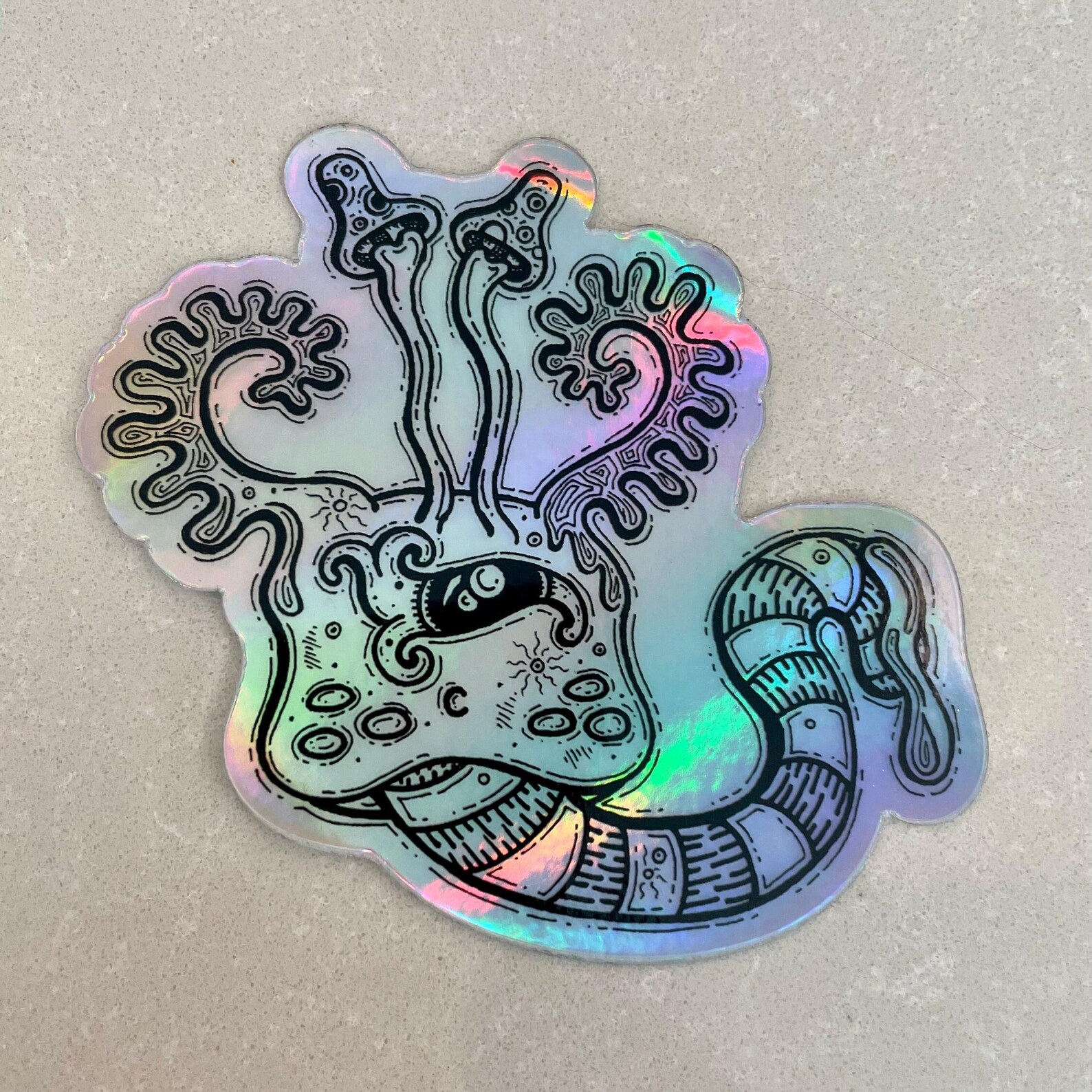Monster Sticker, Zentangle, Holographic, Whimsical Art, Rainbow Sticker ...