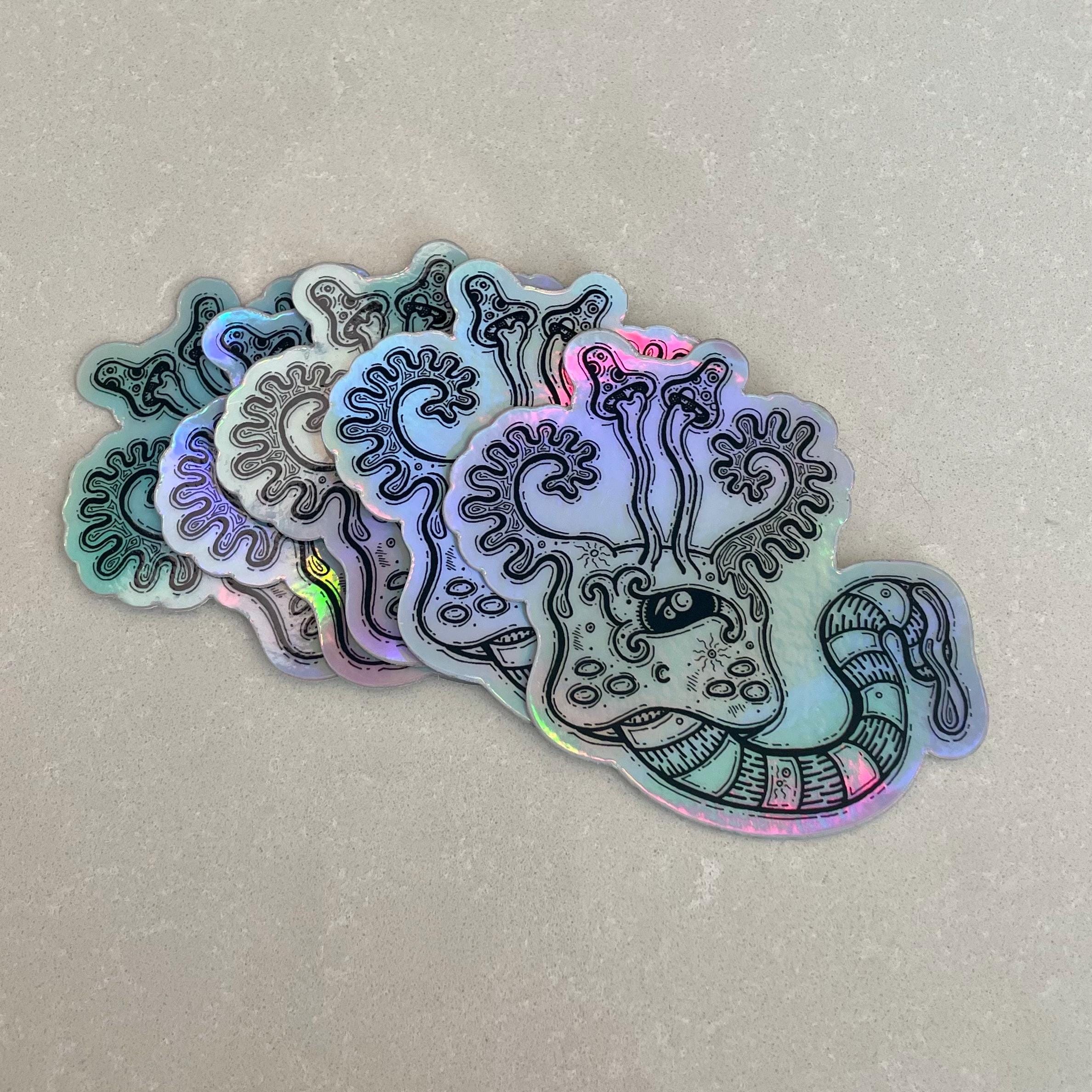 Monster Sticker, Zentangle, Holographic, Whimsical Art, Rainbow Sticker ...