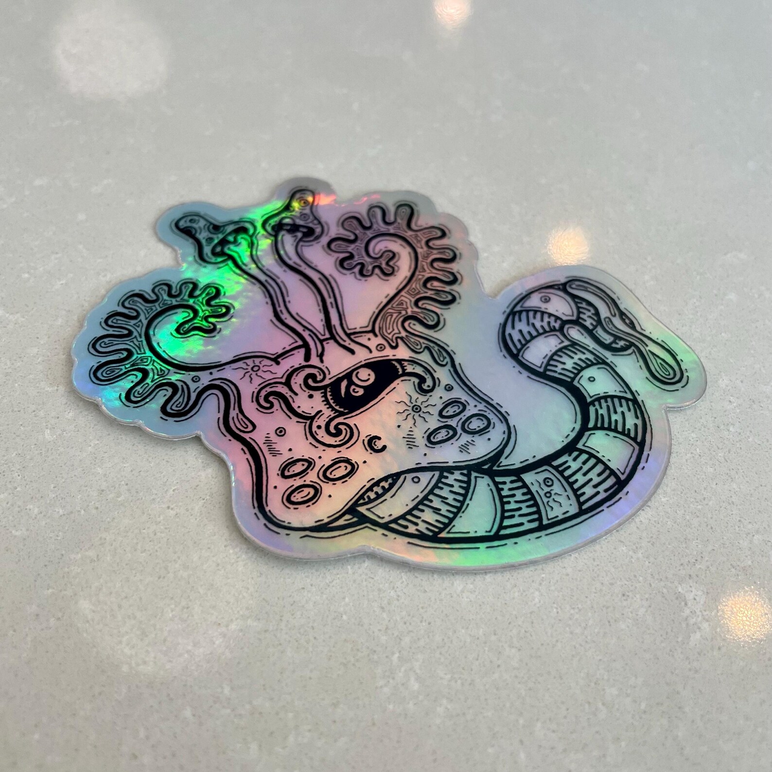 Monster Sticker, Zentangle, Holographic, Whimsical Art, Rainbow Sticker ...