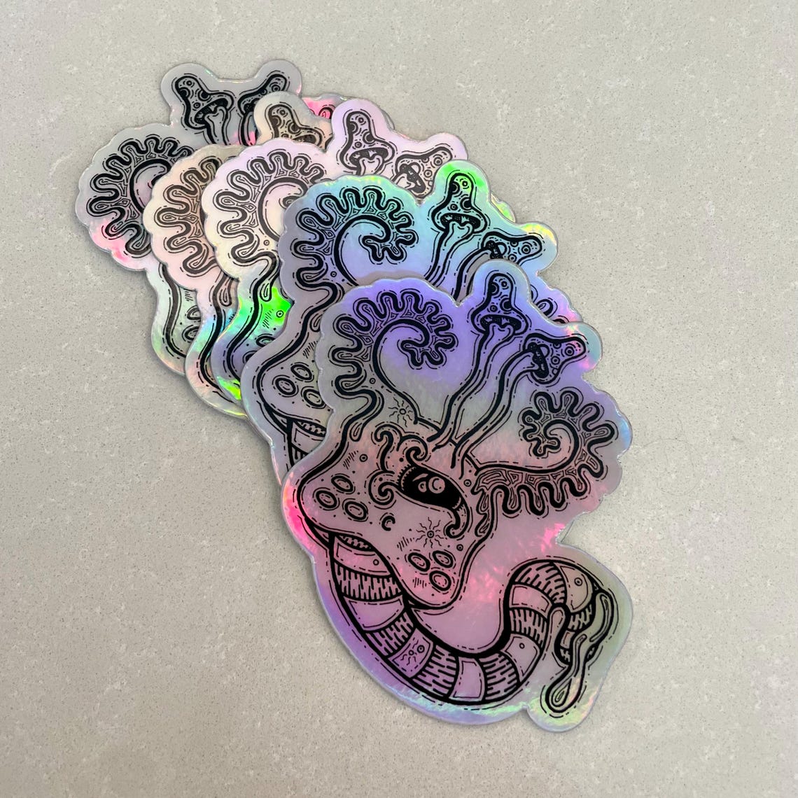 Monster Sticker, Zentangle, Holographic, Whimsical Art, Rainbow Sticker ...