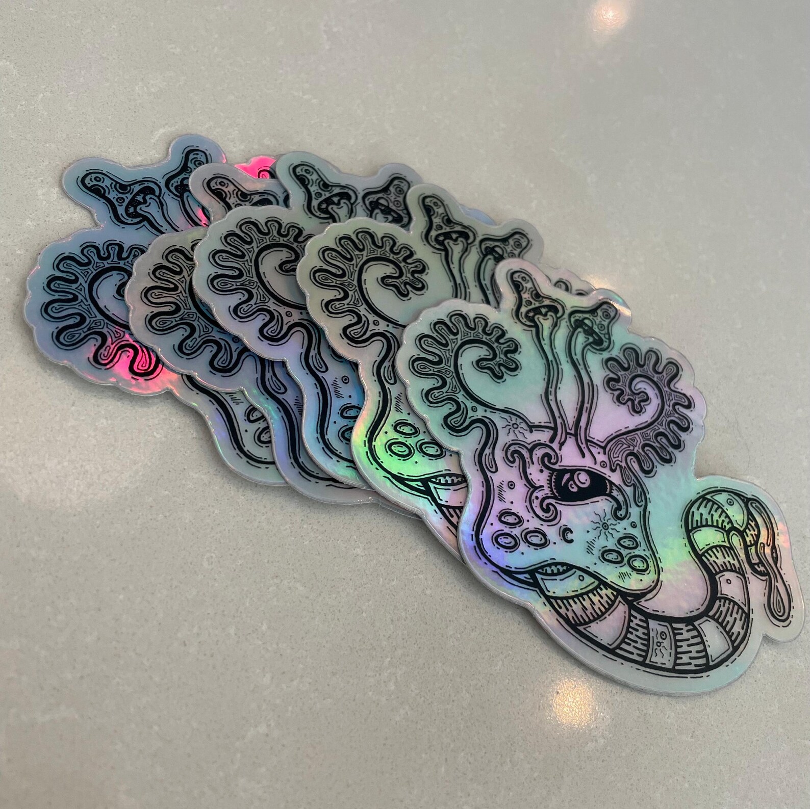 Monster Sticker, Zentangle, Holographic, Whimsical Art, Rainbow Sticker ...