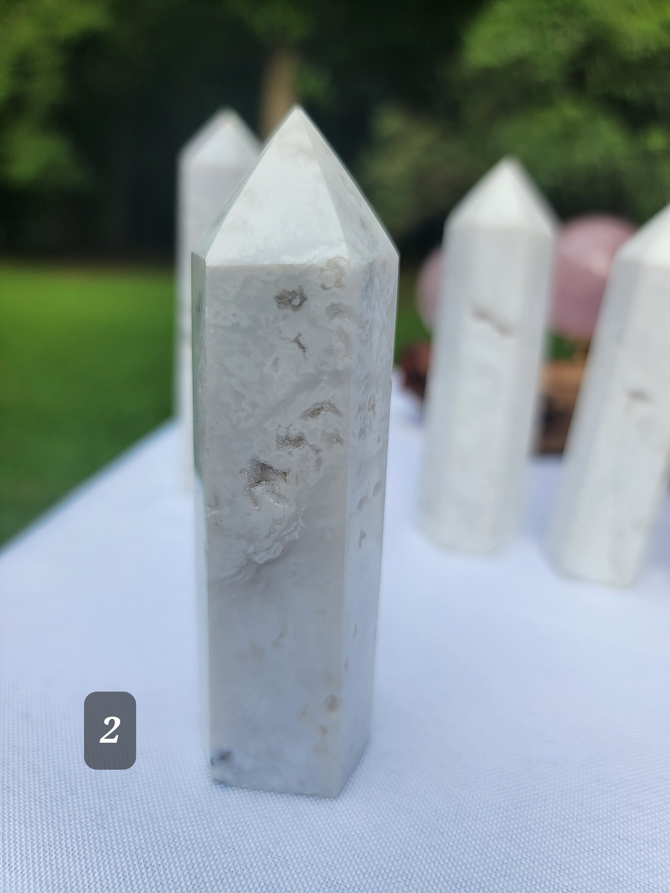Druzy White Agate Towers - Etsy