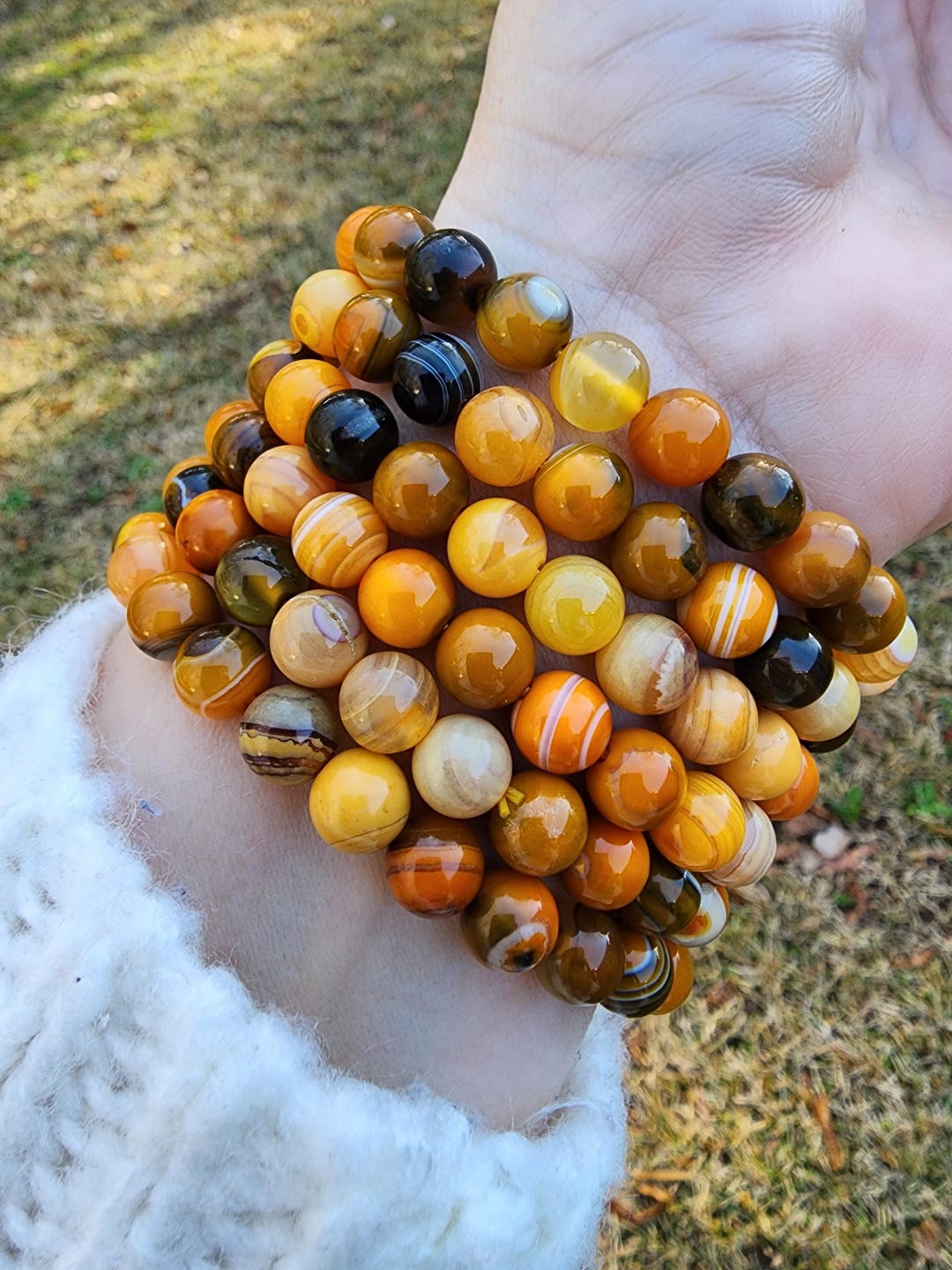 Bumblebee Agate Beaded Bracelet | 8mm Beads | Crystal Bracelet - Etsy