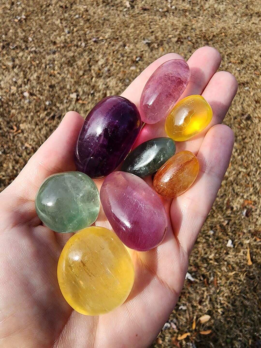 Tumbled Candy Fluorite Stones | Colorful Polished Crystals, Set of 5 - Etsy