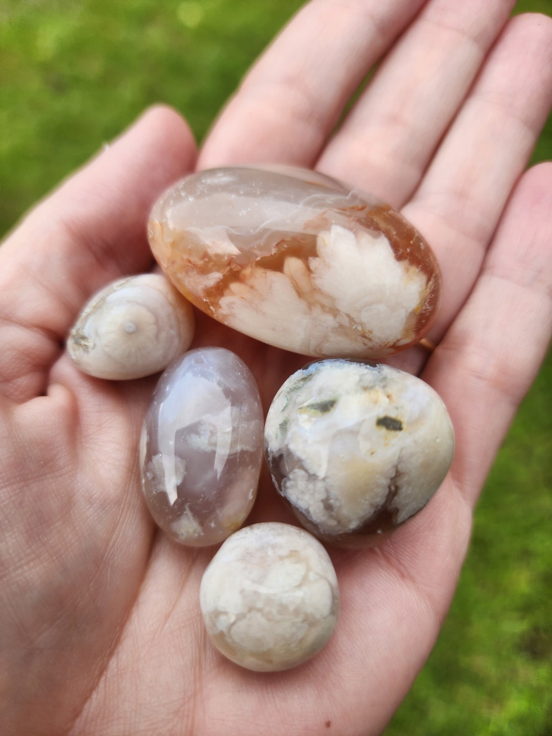 5 High Quality Tumbled Flower Agate Tumbled Stone Pieces | 1 Inch+ Each ...