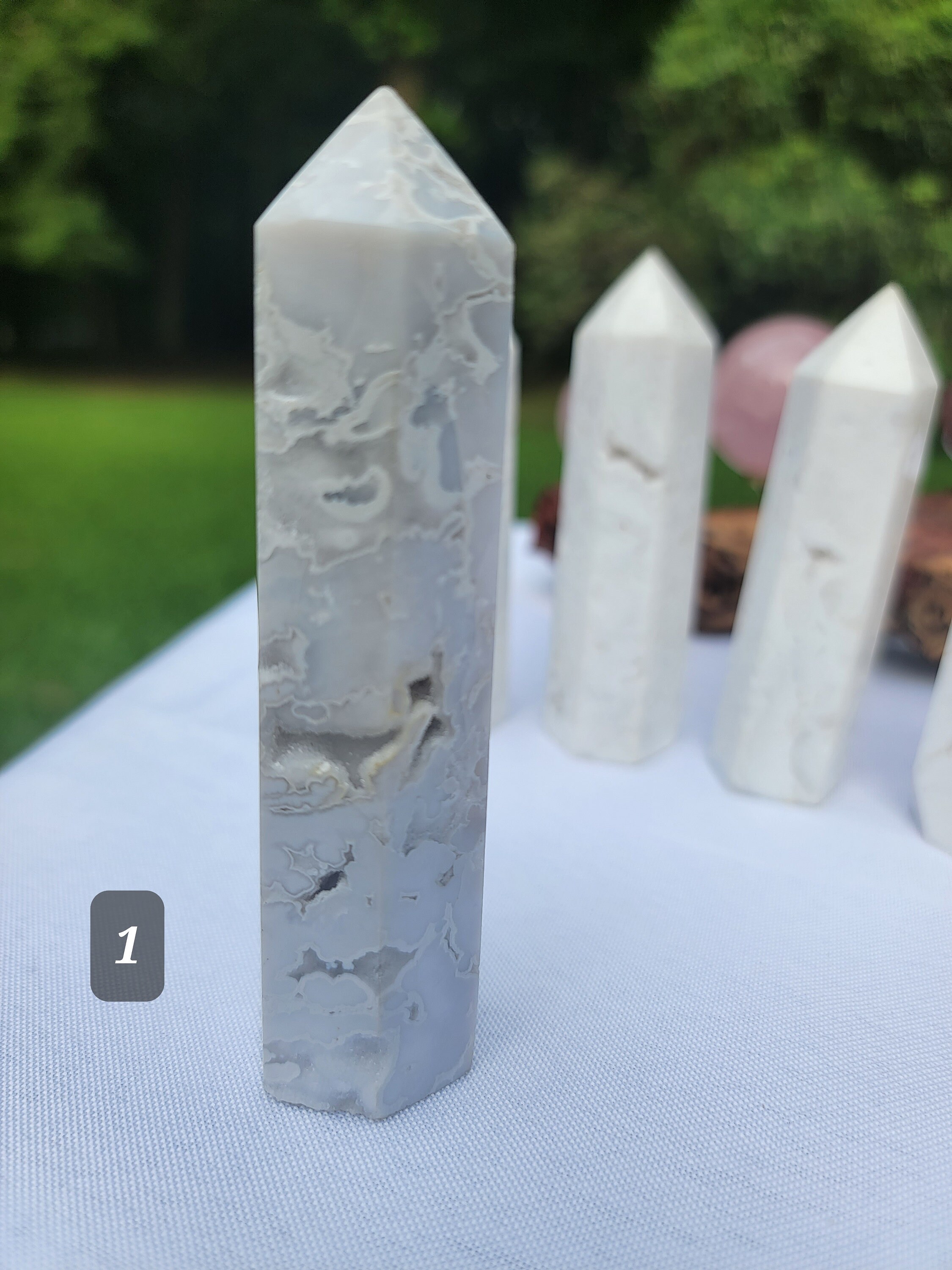 Druzy White Agate Towers - Etsy
