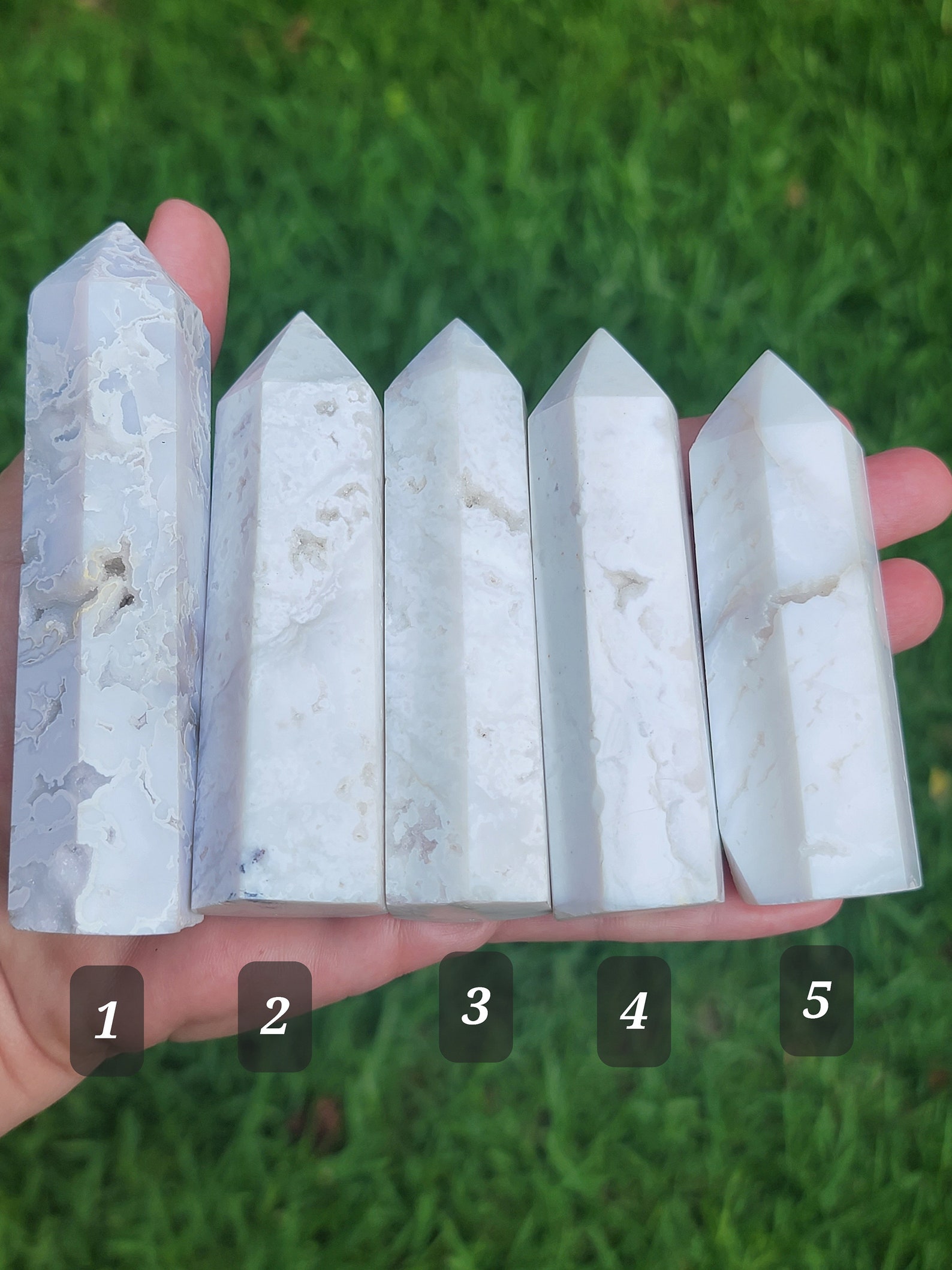 Druzy White Agate Towers - Etsy