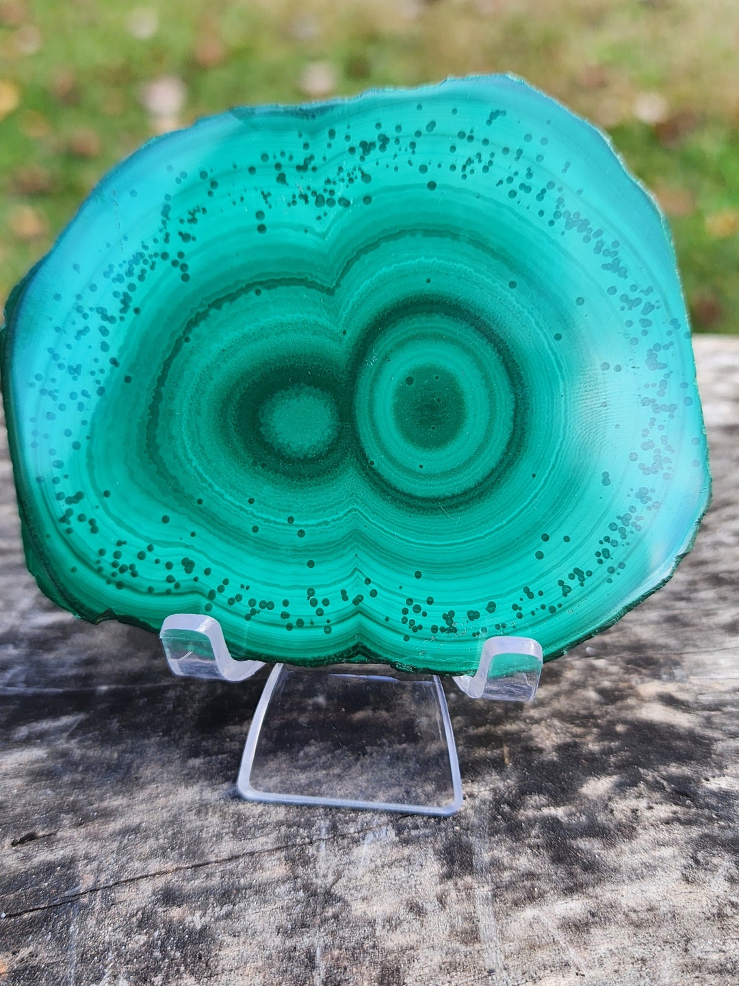 Malachite Slab With Plastic Display Stand - Etsy
